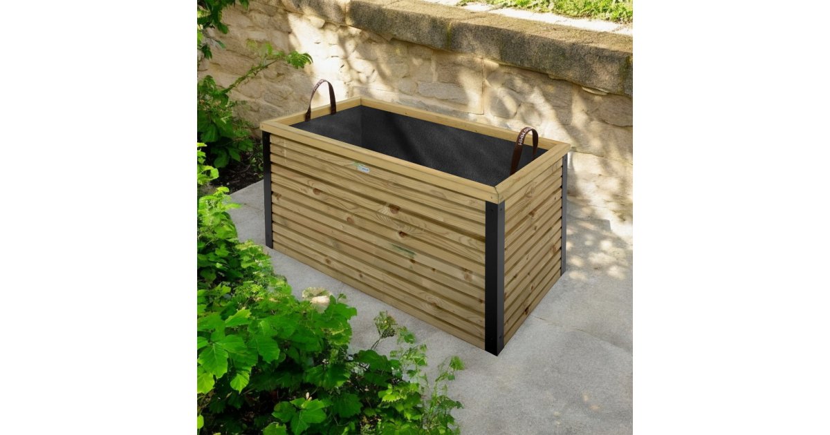 Bac à fleur rectangulaire moderne en bois traité autoclave | 100 x 50 x ...