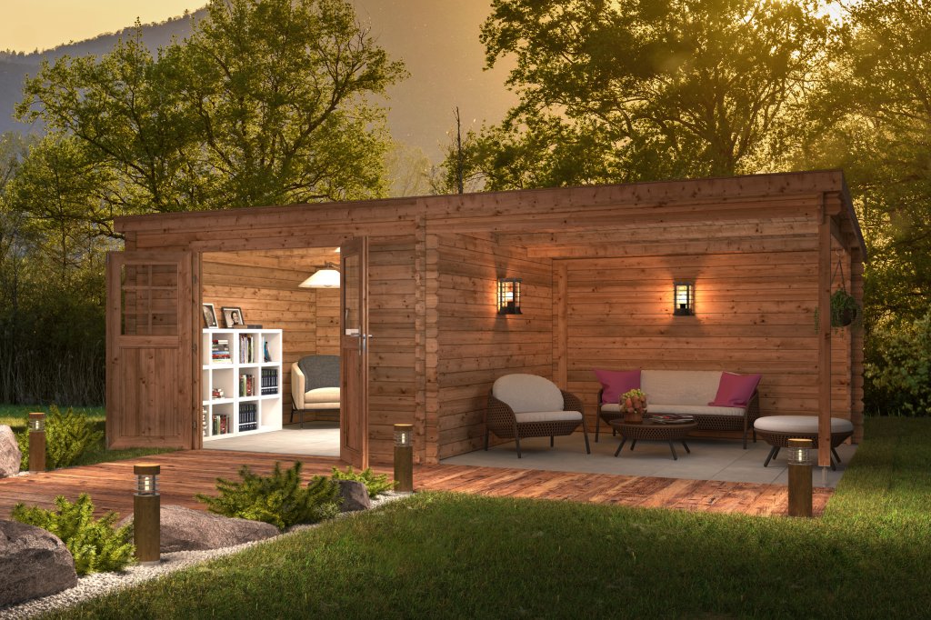 Pool house bois ELODY 380 x 250 cm – Terrasse couverte en bois brut ou ...